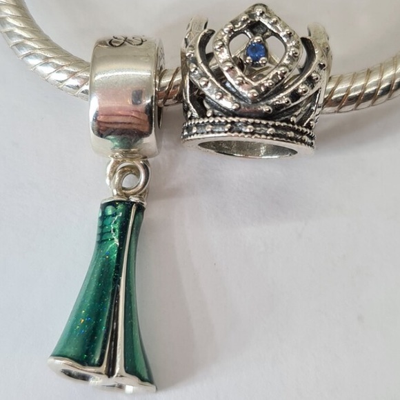 Pandora | Jewelry | Pandora Disney Elsa Dress And Crown Charm Set ...